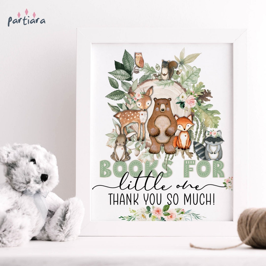 Editable Books for Baby Woodland Sign Template, Baby Shower Party Table ...