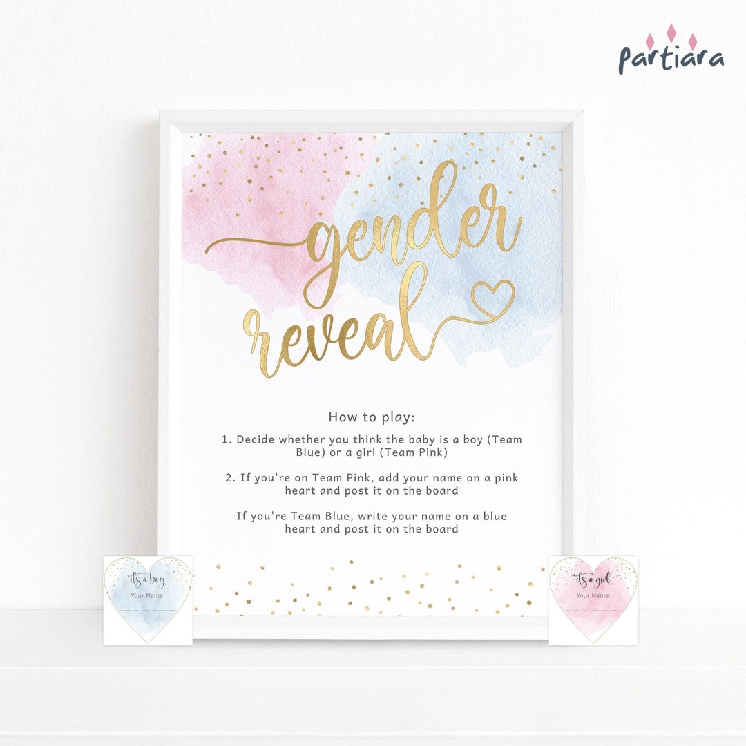 Gender Reveal Sign Games Table Poster Decoration With Stickers Blue ...