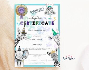 Printable Zoo Certificate - Etsy