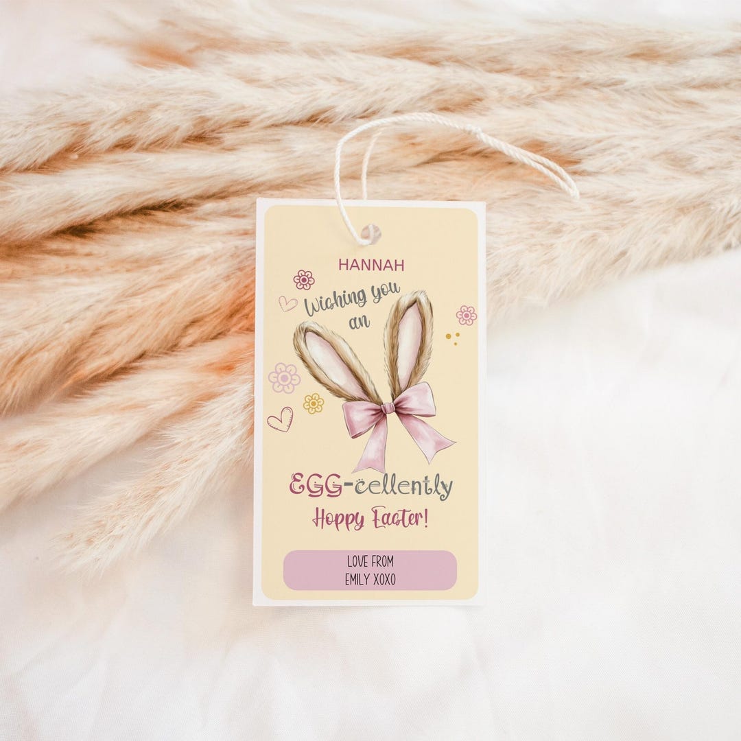 Kids Easter Gift Tag Digital Download, Hoppy Easter Bunny Egg Treat ...
