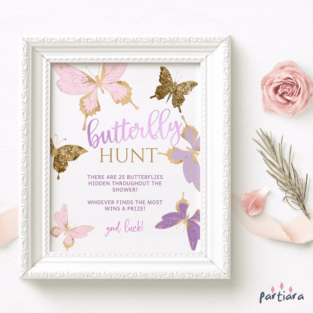 Baby Shower Butterfly Hunt Game Printable Girl Party Activity Games ...