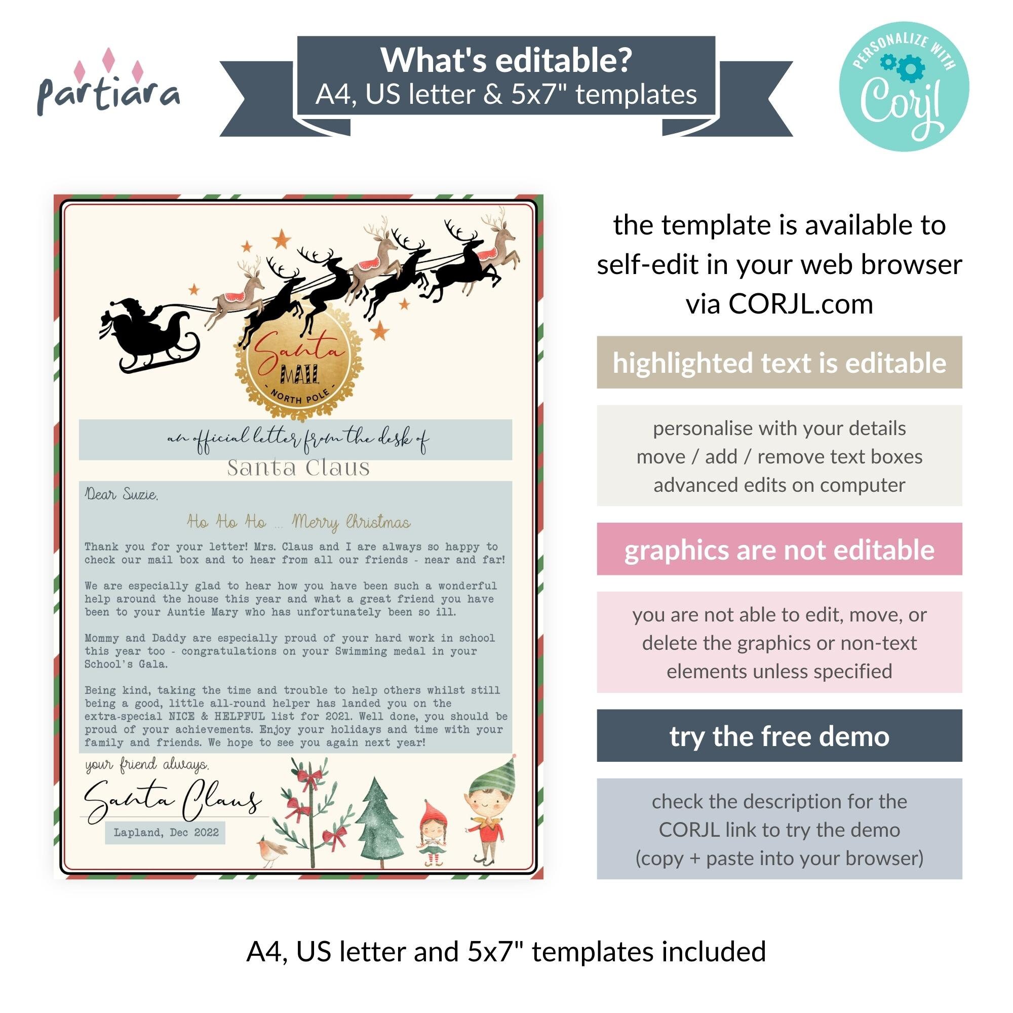 DIY Letter From Santa Printable EDITABLE Personalized Father - Etsy UK