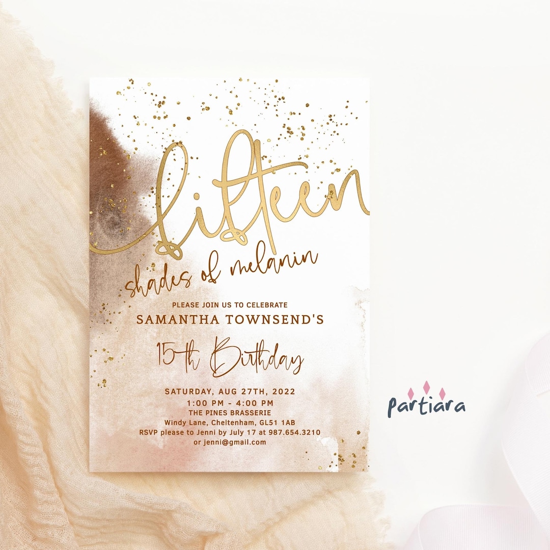 Editable 15th Birthday Invitation Template, Girl Turning Fifteen Party ...