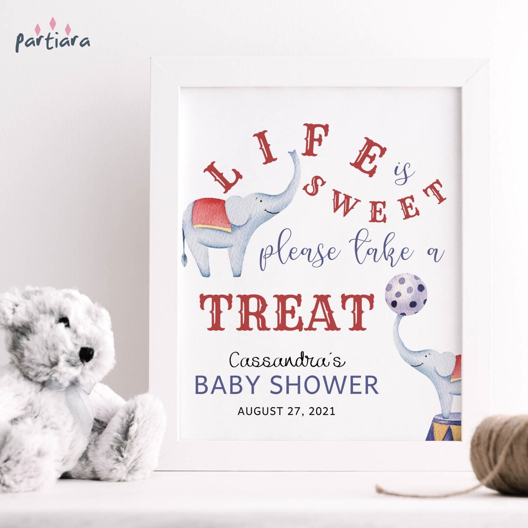 Baby Shower Circus Party Favor Sign Printable Circus Animals Sweet ...