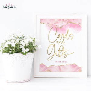 Pink Gift Table Sign, Birthday Cards and Gifts Poster Printable for ...