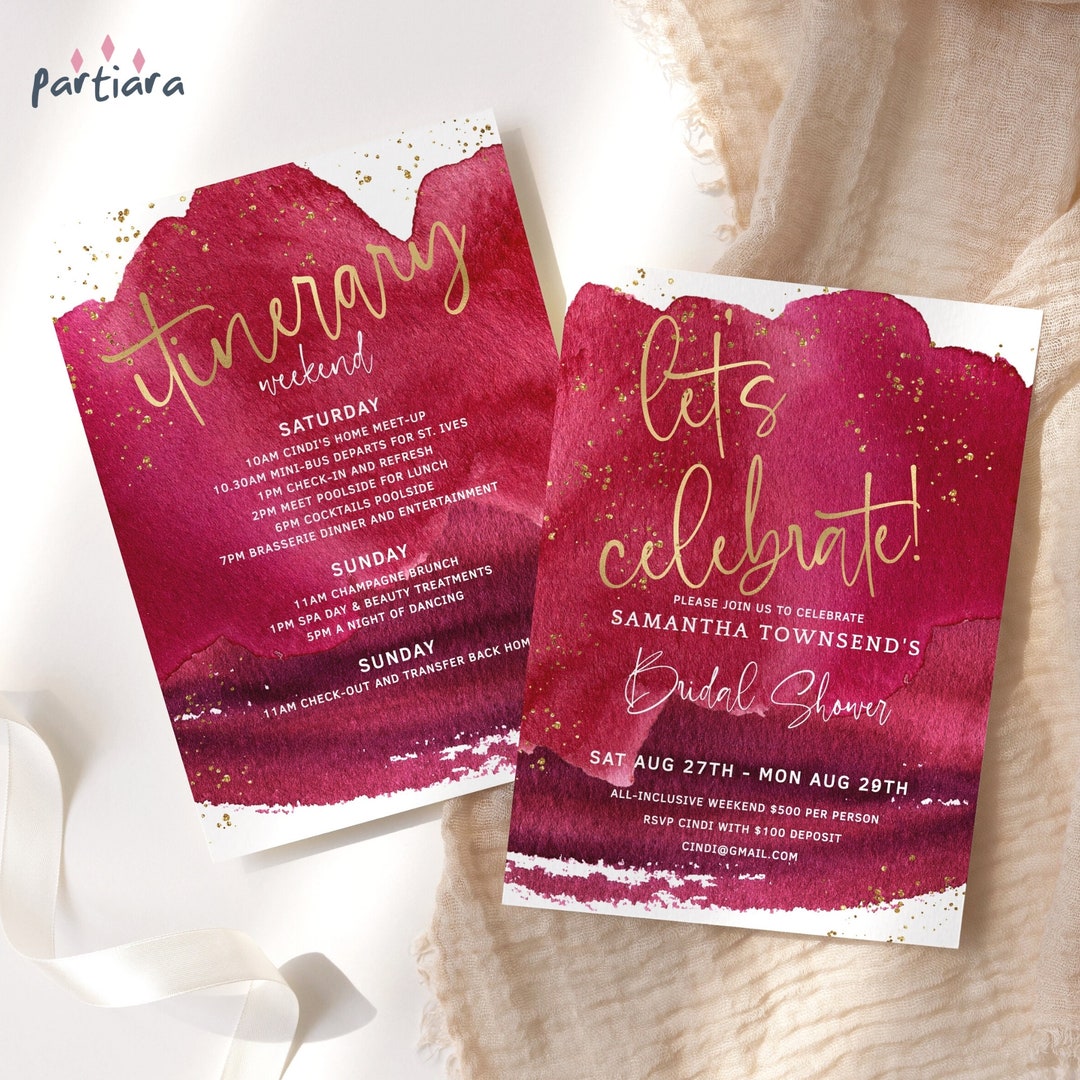Ladies Birthday Weekend Party Invite Itinerary Invitations Printable ...