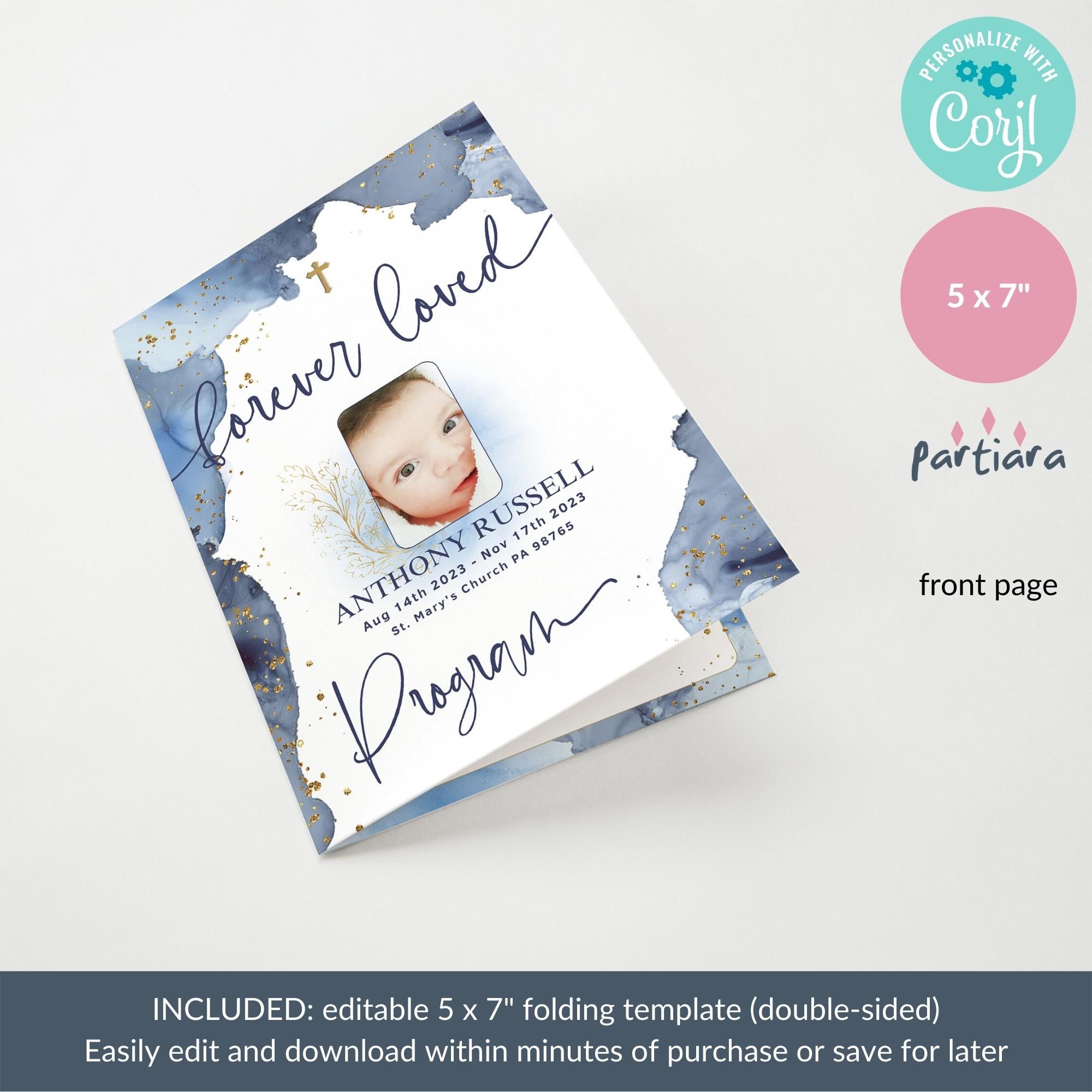 Baby Boy Memorial Funeral Program Printable Teens Mens Forever - Etsy