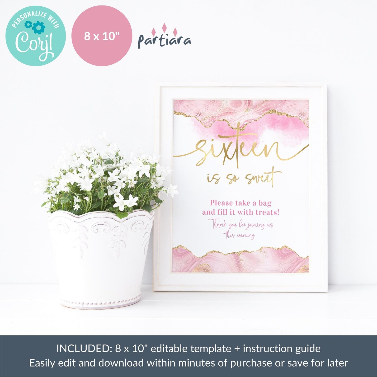 Sweet 16 Birthday Favor Sign Girl 16th Birthday Party Sweet Treats ...