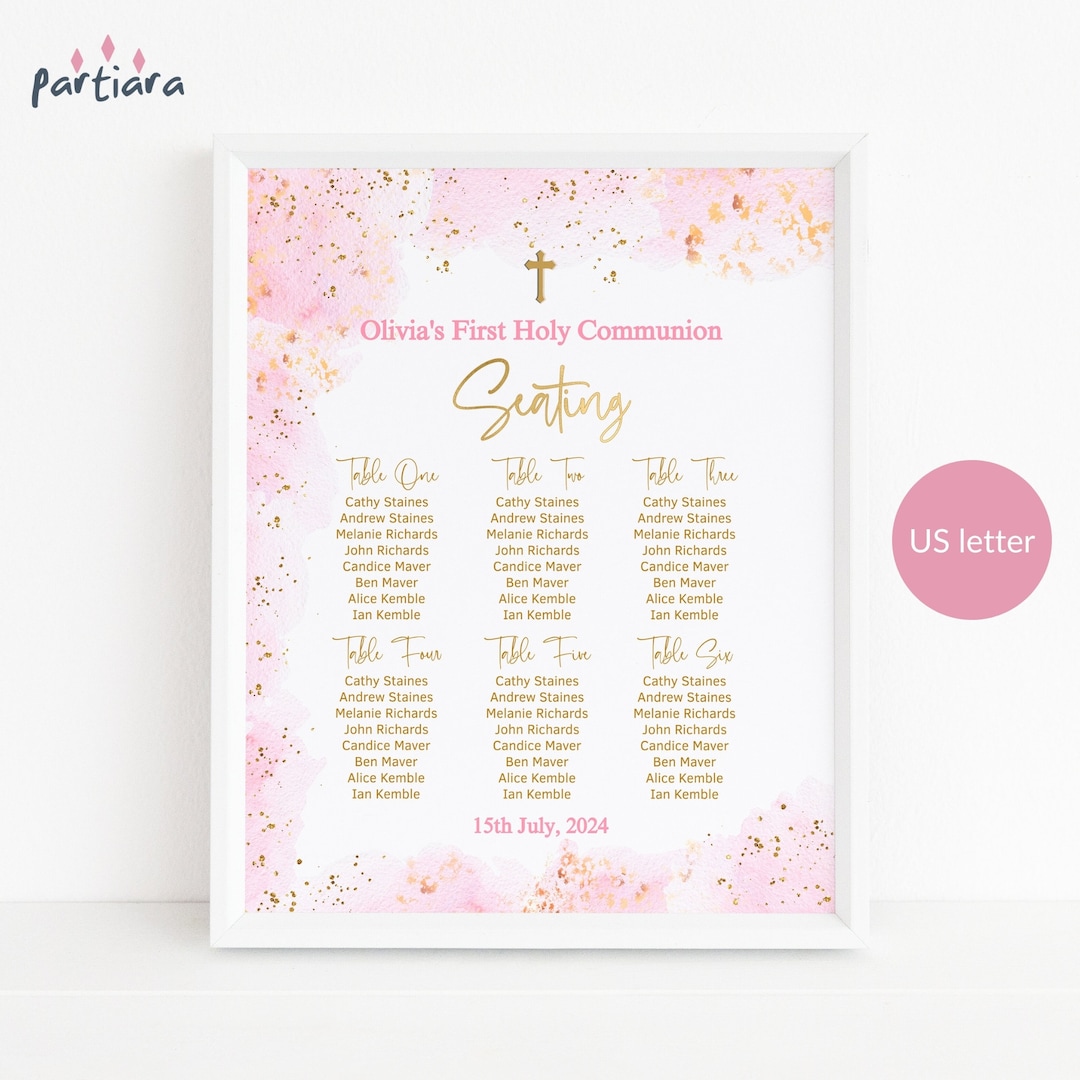 Communion Seating Chart, Girls First Holy Communion Table Sign ...