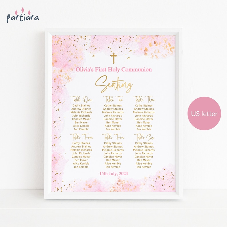 Communion Seating Chart, Girls First Holy Communion Table Sign ...