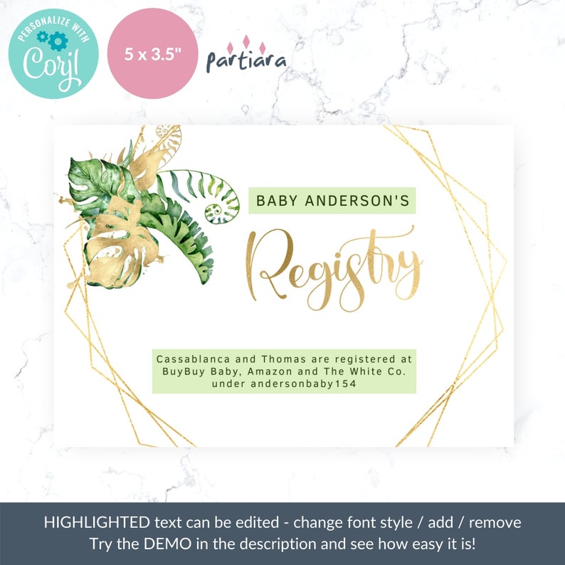 Editable Baby Shower Invitation Registry Details Card Boy - Etsy UK