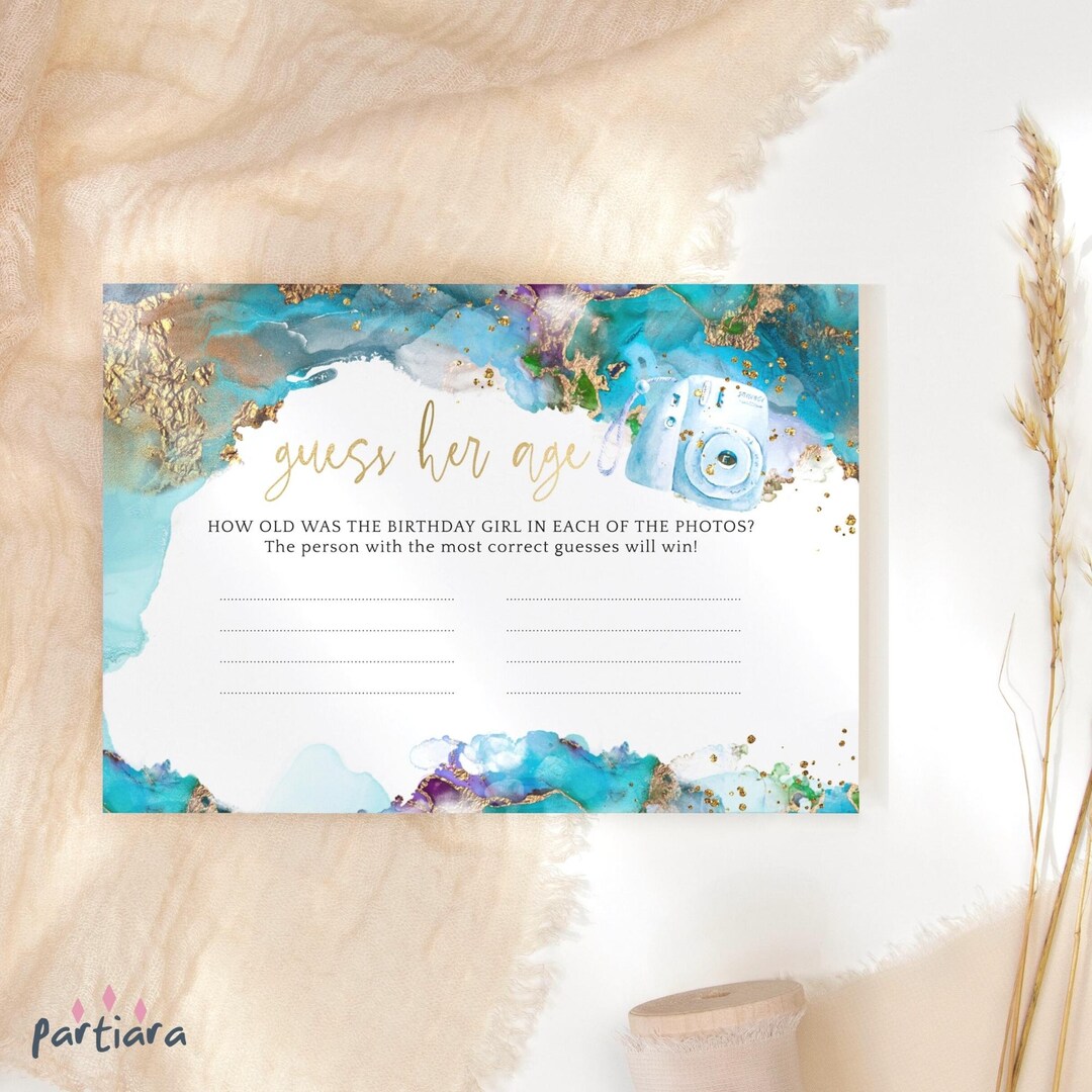 Guess Her Age Party Game Ladies Teen Girls Birthday Games Card Editable ...