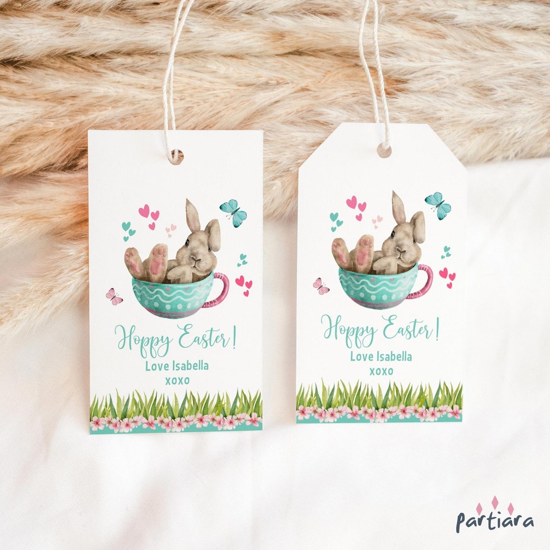 Bunny Favor Tags, Easter Rabbit Tag Printable, Spring Birthday Party ...