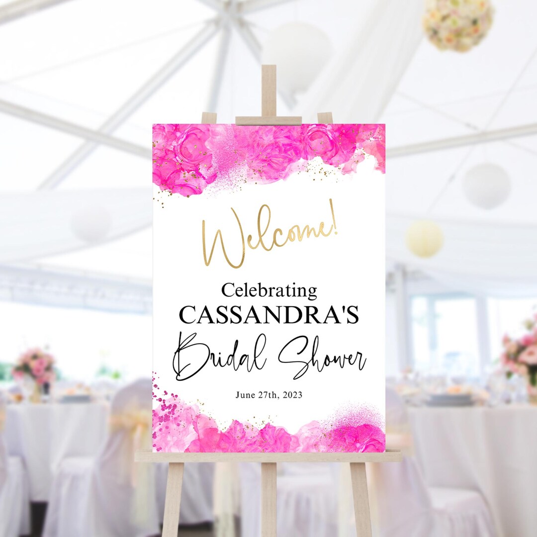 Hot Pink Welcome Sign, Birthday Welcome Poster Printable for Ladies ...