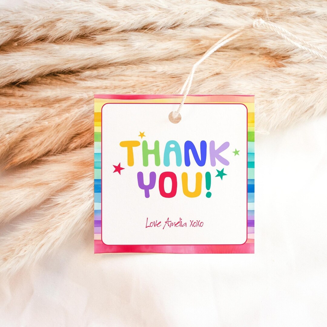 Teacher Appreciation Gift Tag, Thank You Favor Tags, Rainbow Stripe ...