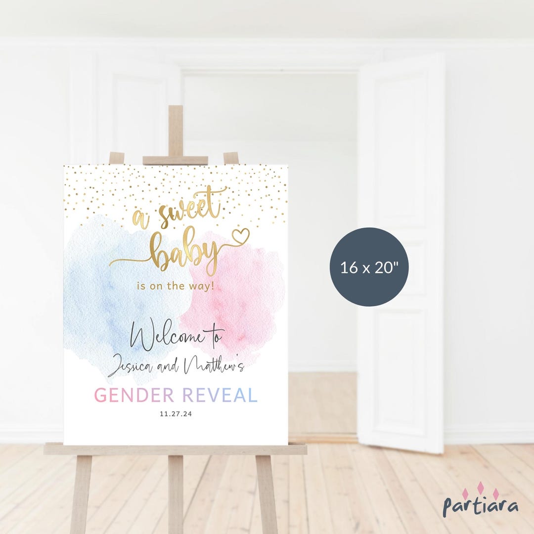 Gender Reveal Welcome Sign, Baby Welcome Poster Printable, Pastel Boy ...