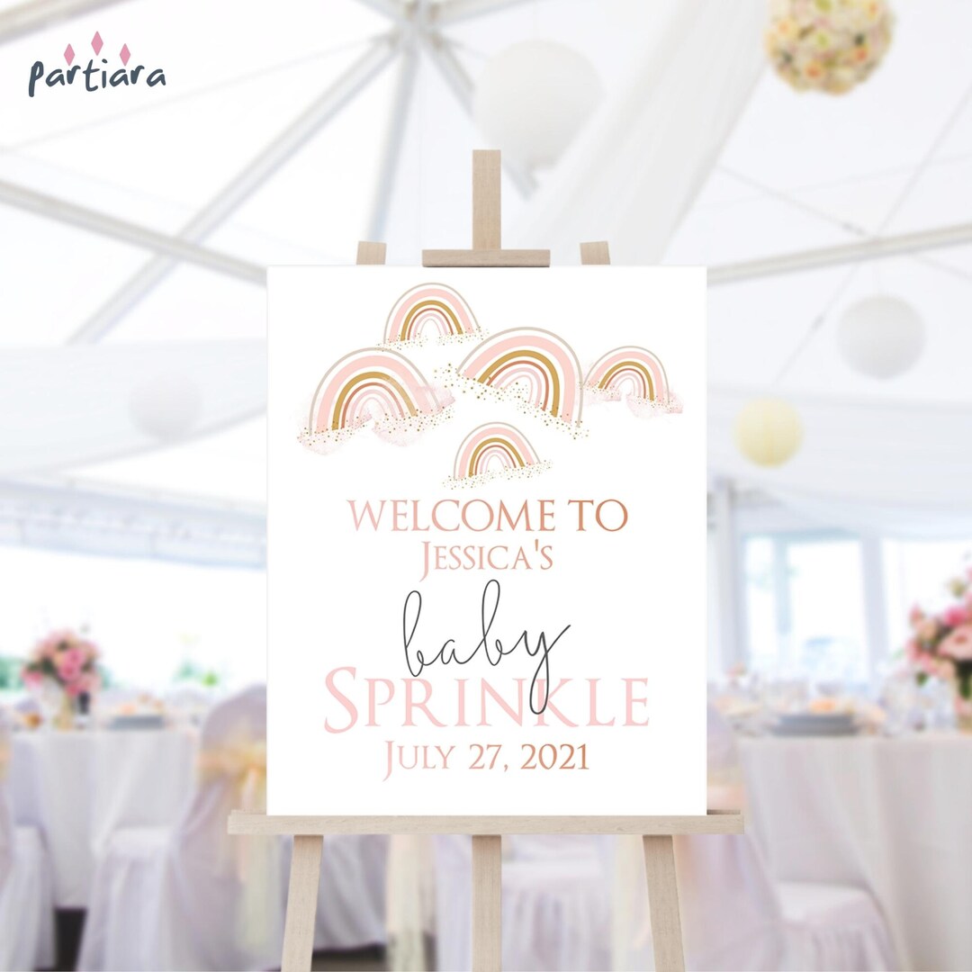 Baby Sprinkle Welcome Sign, Rainbow Baby Shower Welcome Party Poster ...
