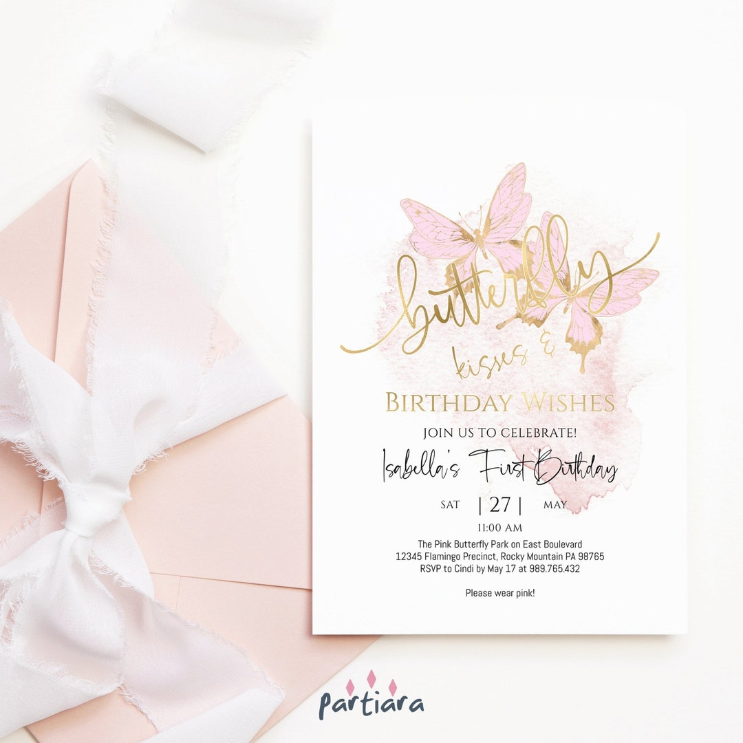 Pink Butterfly Invitation Birthday Printable for Girls, Butterfly ...