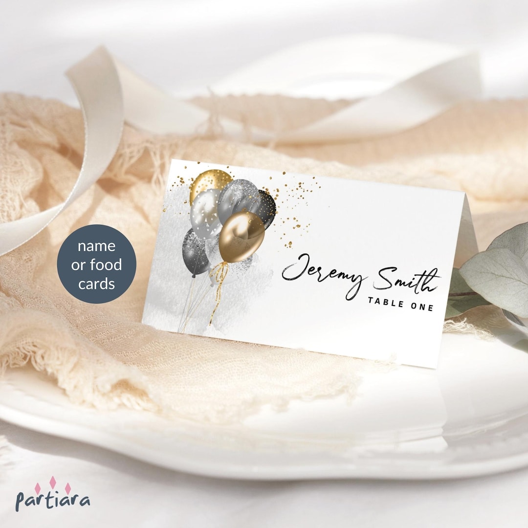 Editable Name Place Card Template Mens Birthday Dinner Party Table ...