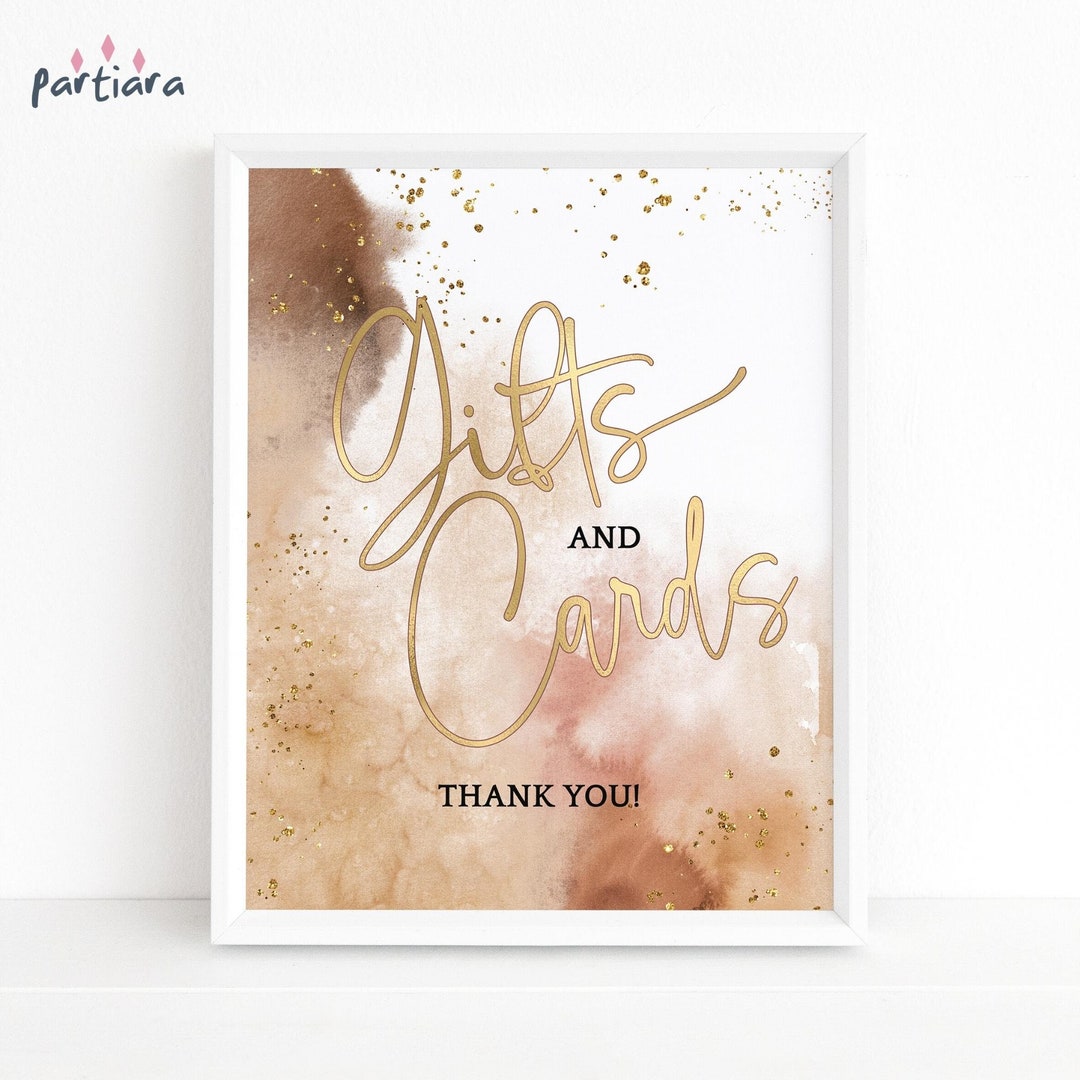 Ladies Birthday Gifts Table Sign Brown and Gold Party Table Poster ...