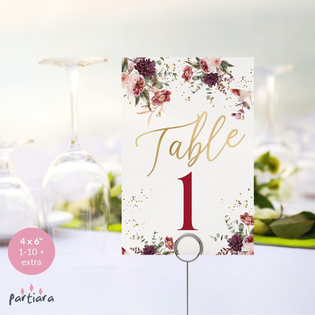 Floral Table Numbers Fall Birthday Party Tables Decoration Printable ...