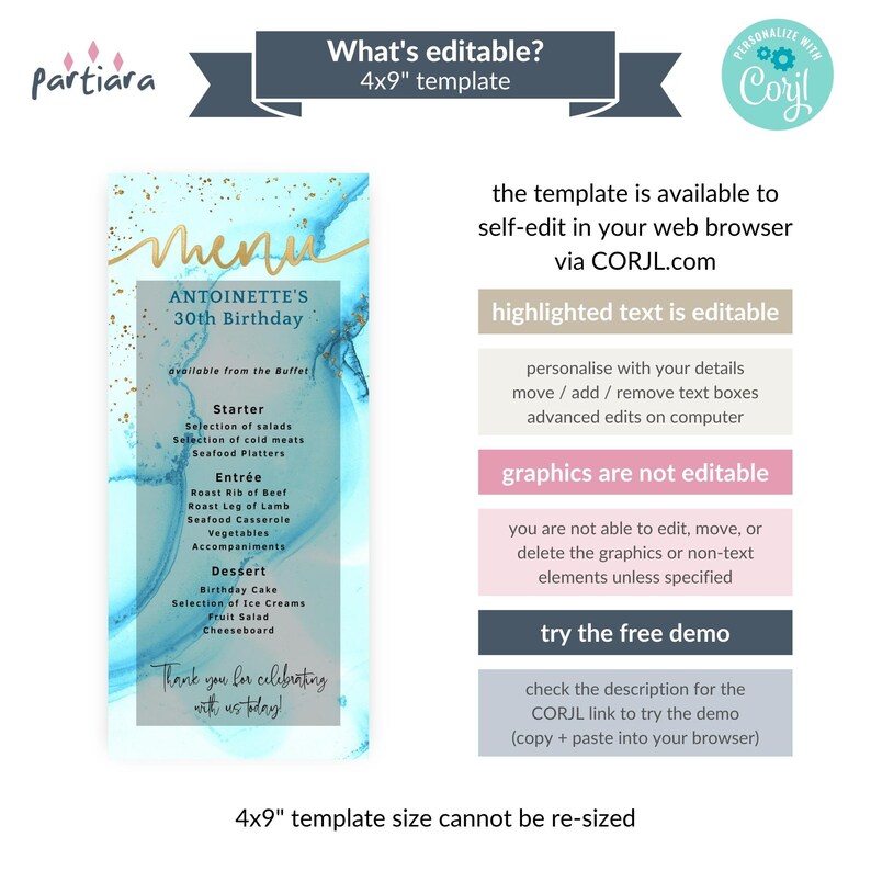 Pool Party Menu Editable Template, Summer Birthday Menus Printable, Sky ...