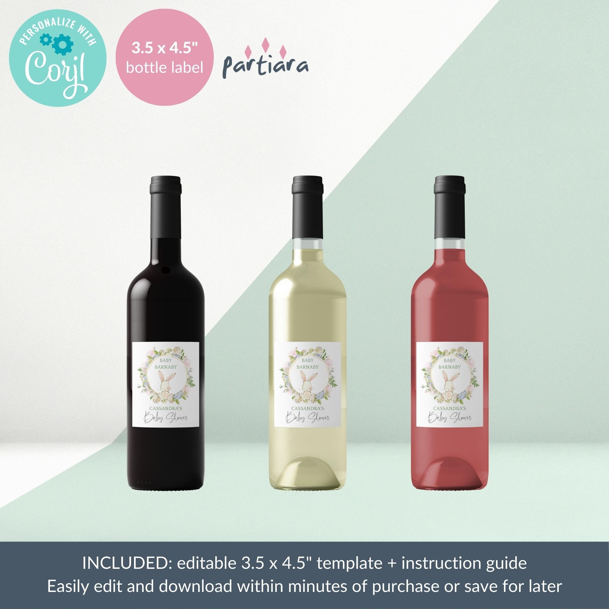 Baby Bunny Wine Label Printable Baby Shower Party Personalized - Etsy