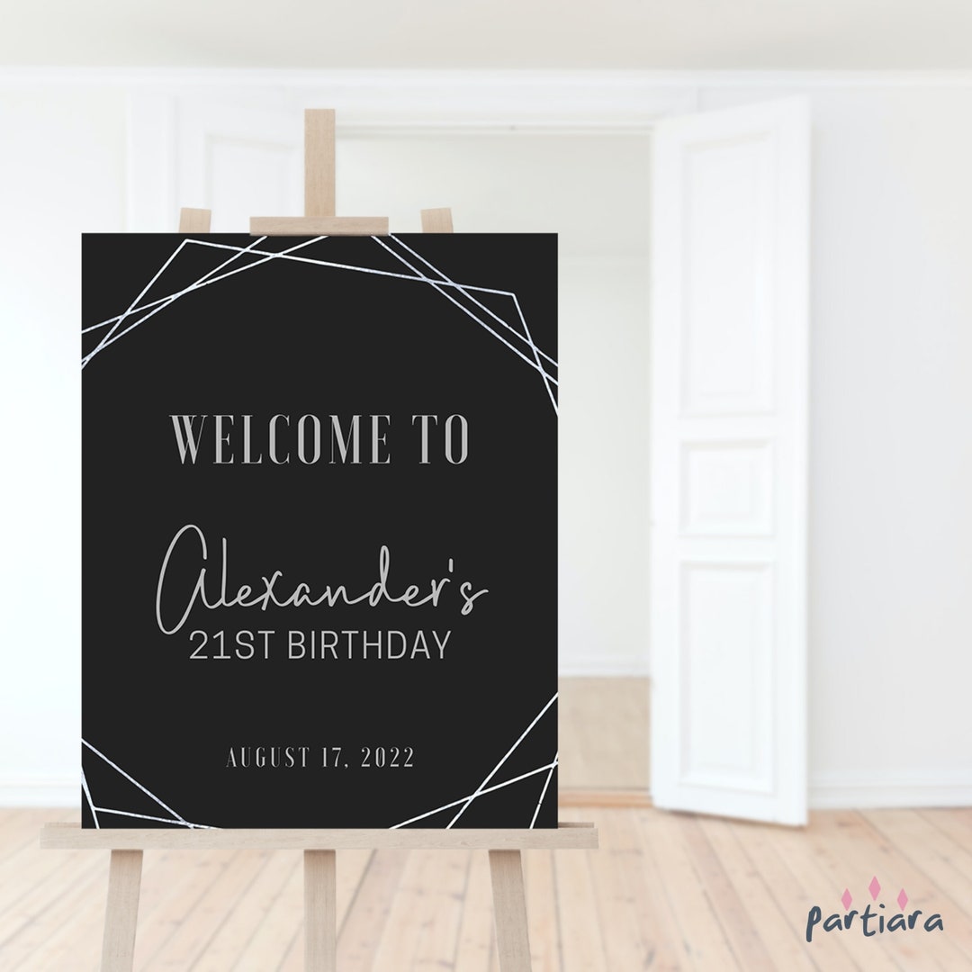 Boys Birthday Welcome Sign, 21st Birthday Dinner Party Welcome Poster ...