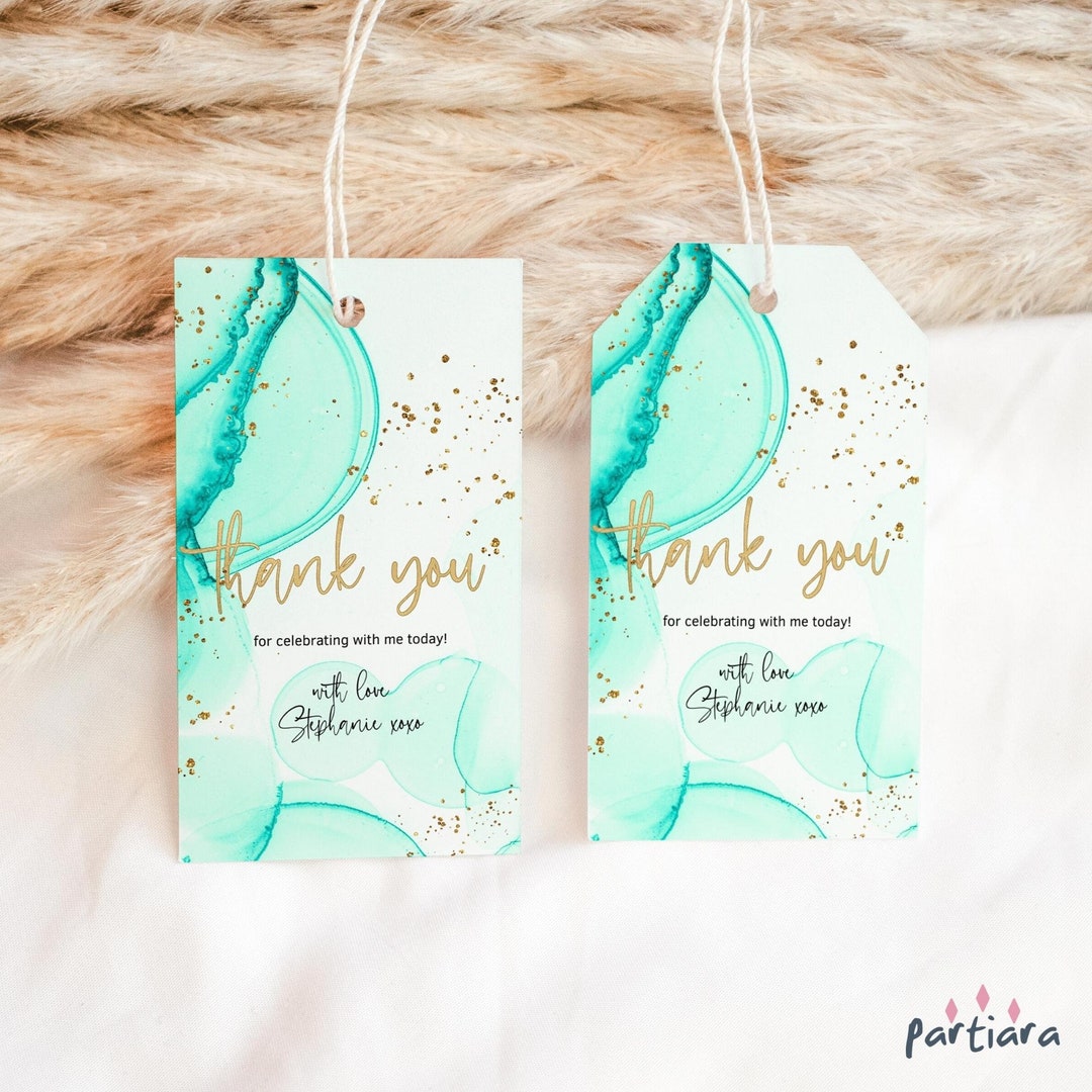 Aqua Sea Green Favor Gift Tag Printable Teen Boy Girl Ladies Birthday ...