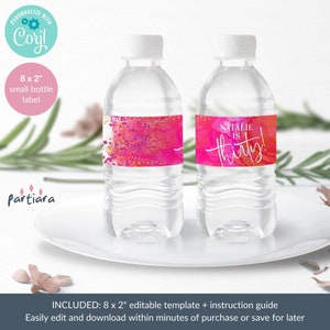 Tropical Water Labels Ladies Birthday Party Personalized Bottle Label ...