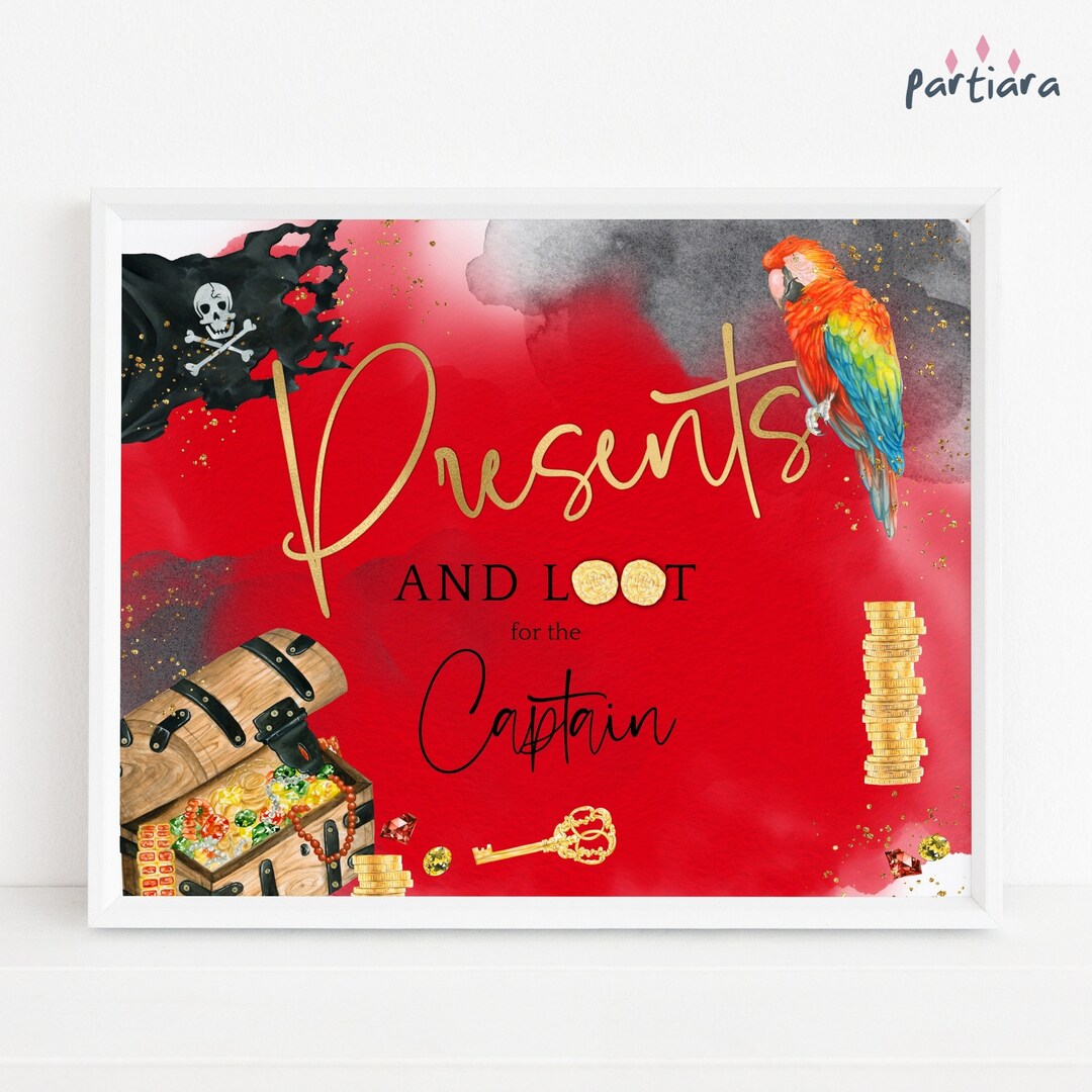 Pirates Party Gift Table Sign Printable for Boys, Presents and Loot ...