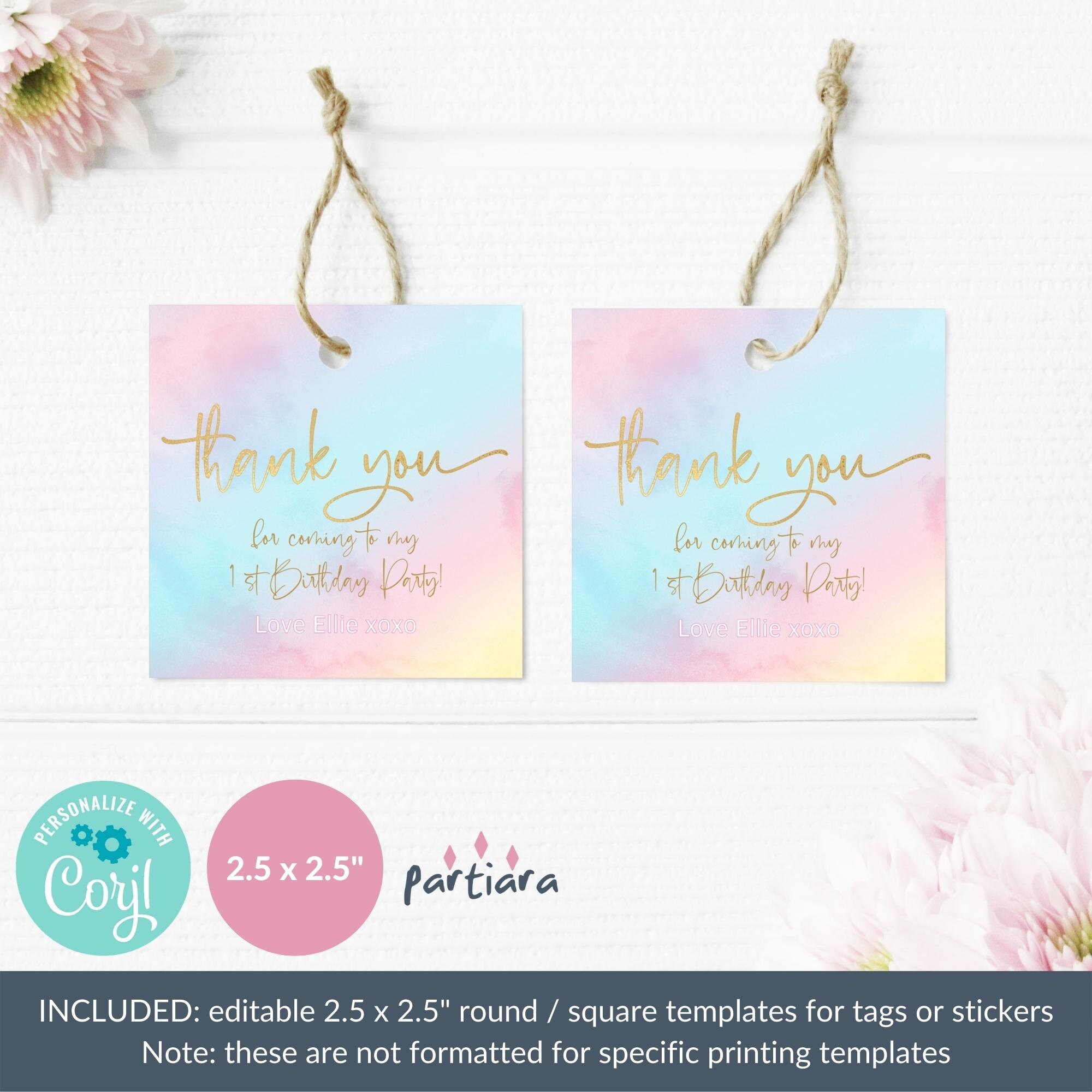 Pastel Rainbow Favor Gift Tags Printable Girl 1st Birthday - Etsy