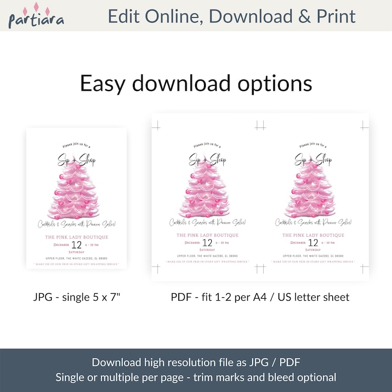 Sip and Shop Christmas Invitation Shopping Holiday Flyer - Etsy