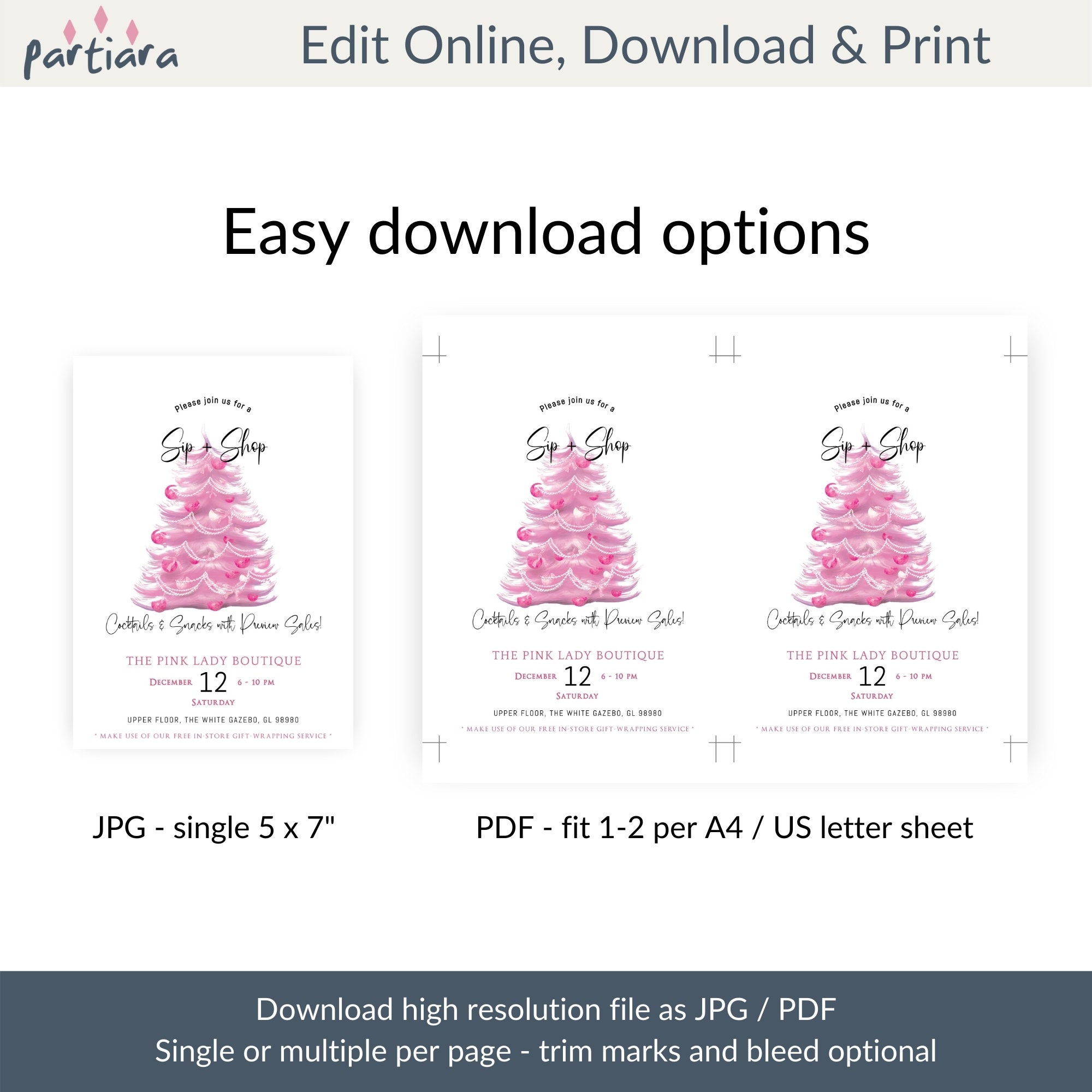 Sip and Shop Christmas Invitation Shopping Holiday Flyer - Etsy