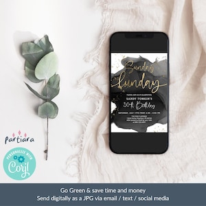 Sunday Funday Invite Family Party Invitations Black and Gold Decoration ...