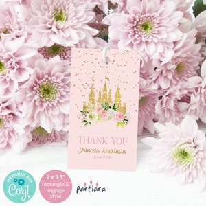 1st Birthday Princess Tag Template, Fairytale Castle Party Favor Gifts ...