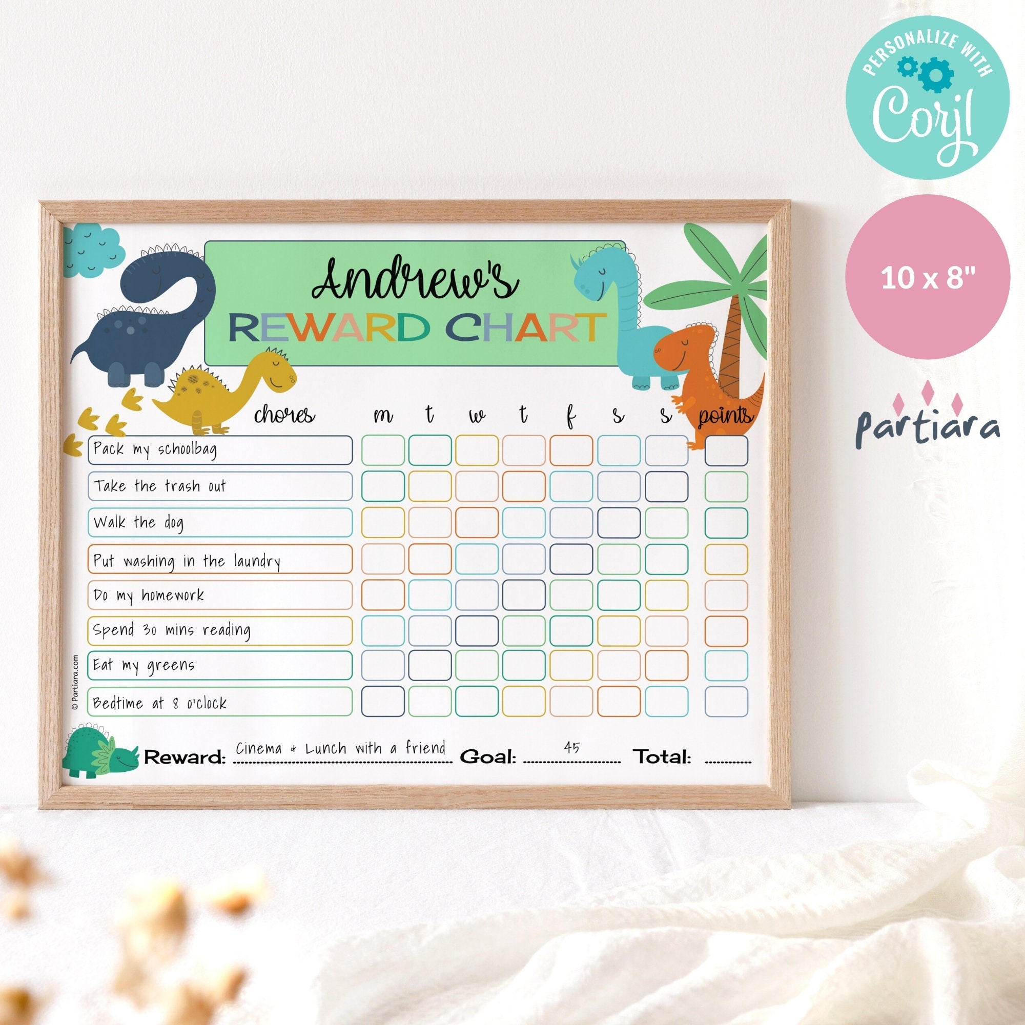 Boy Reward Chart Printable Dinosaur Theme Chores Chart - Etsy