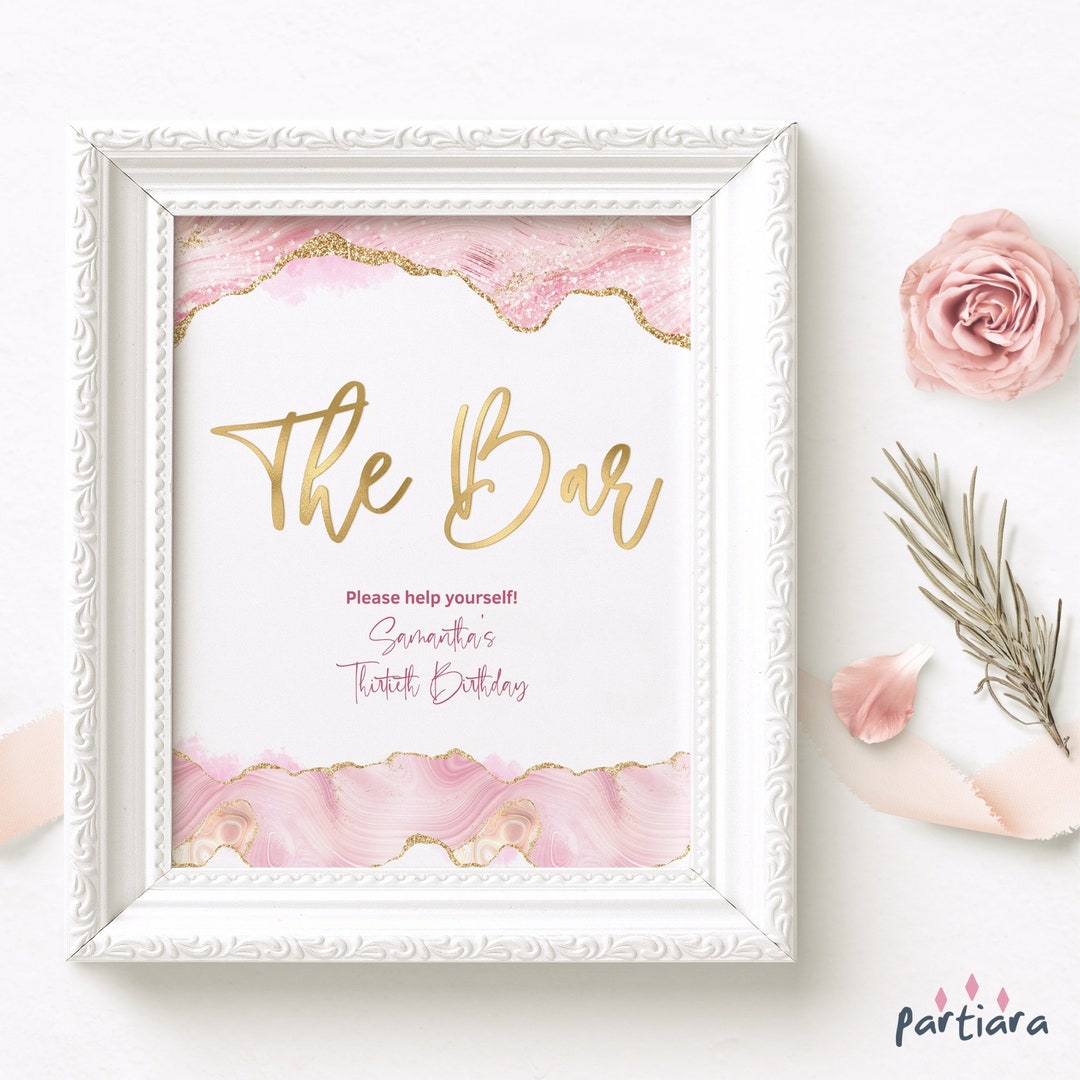 The Bar Sign, Birthday Bar Table Poster Printable, Ladies Dinner Party ...