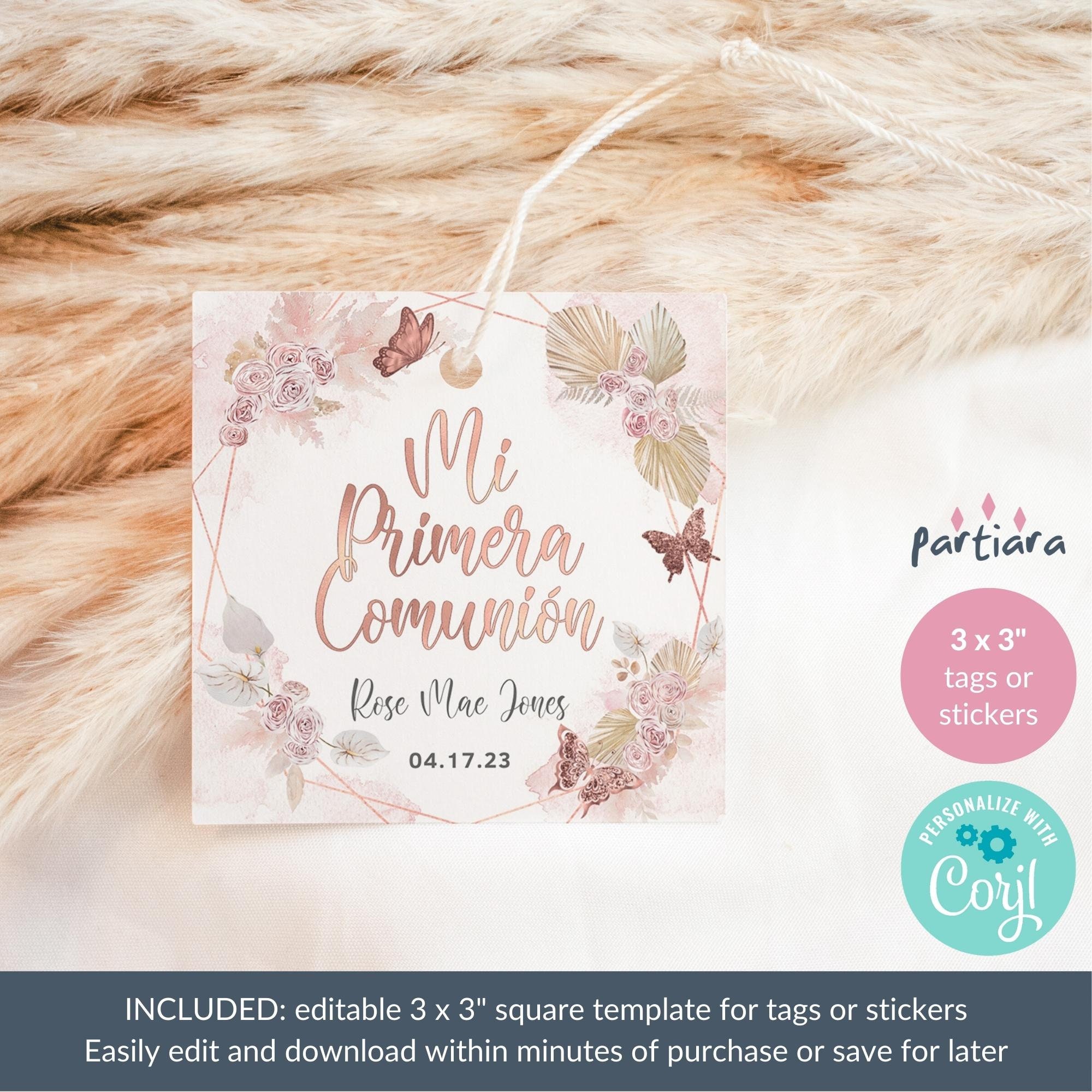 Mi Primera Comunion Tag Template, Girls First Holy Communion Favor ...
