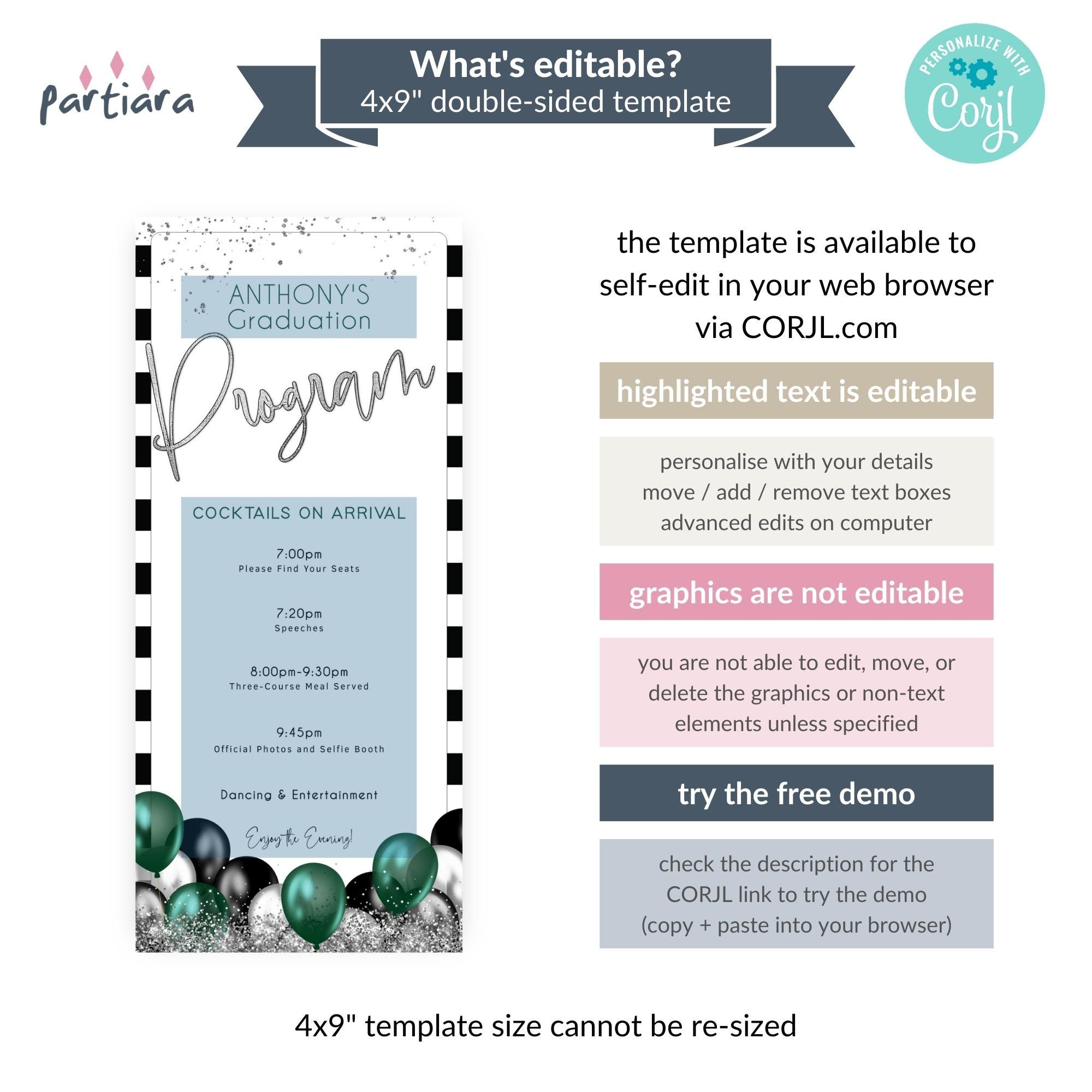Green Graduation Program Template With Menu, Boys Dinner Event Programs ...