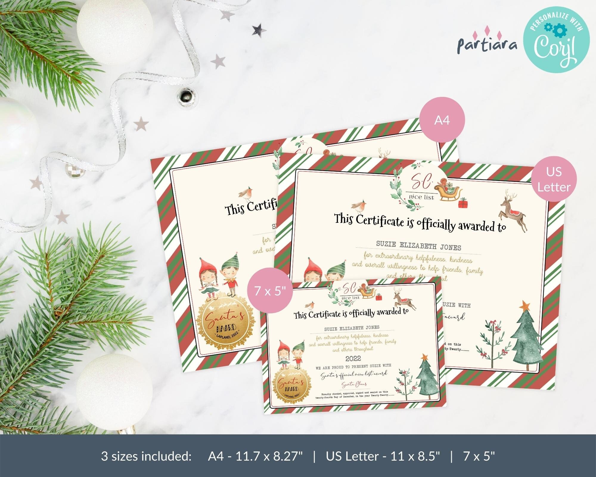 Editable Official Santa Claus Letter and Nice List Certificate - Etsy UK