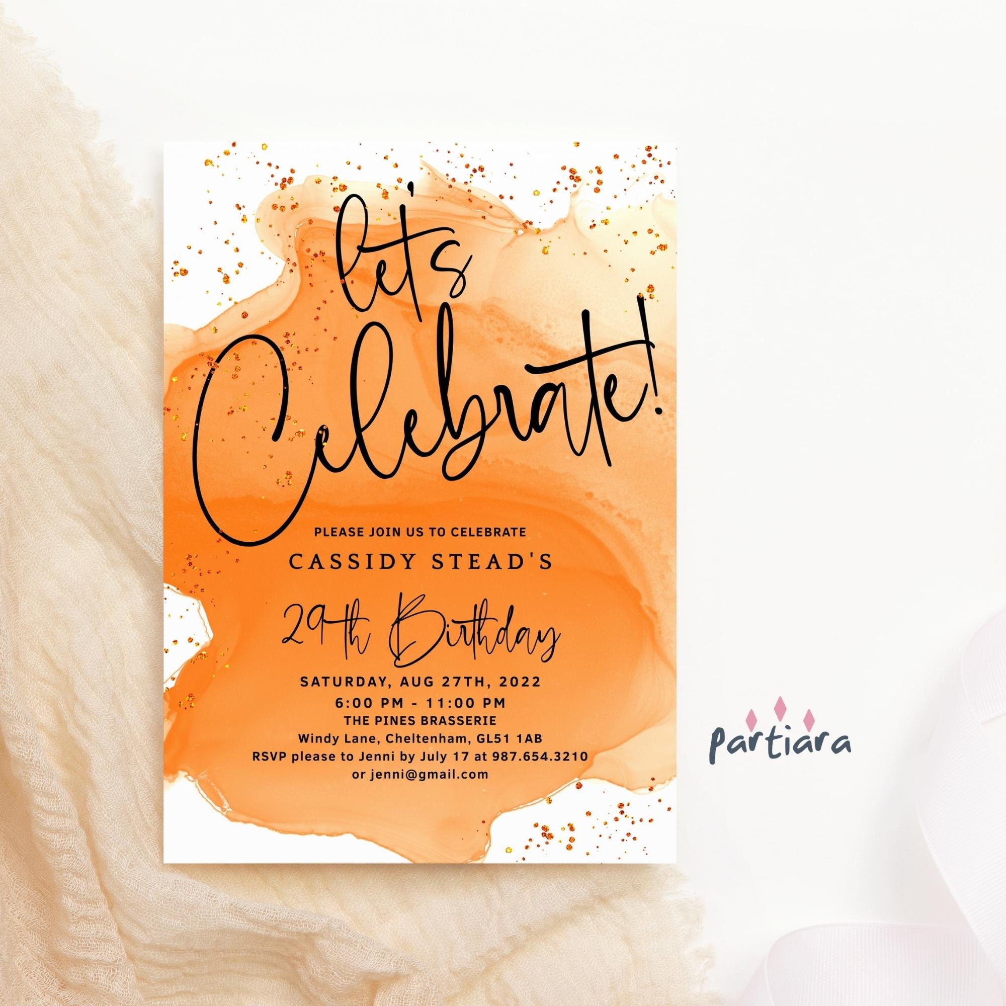 Black Orange Birthday Invitation Printable Teen Boy Party - Etsy