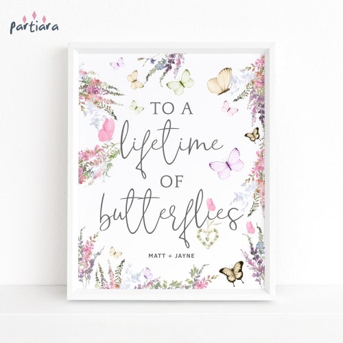 Butterflies Bridal Shower Welcome Sign 36x48 Poster - Etsy