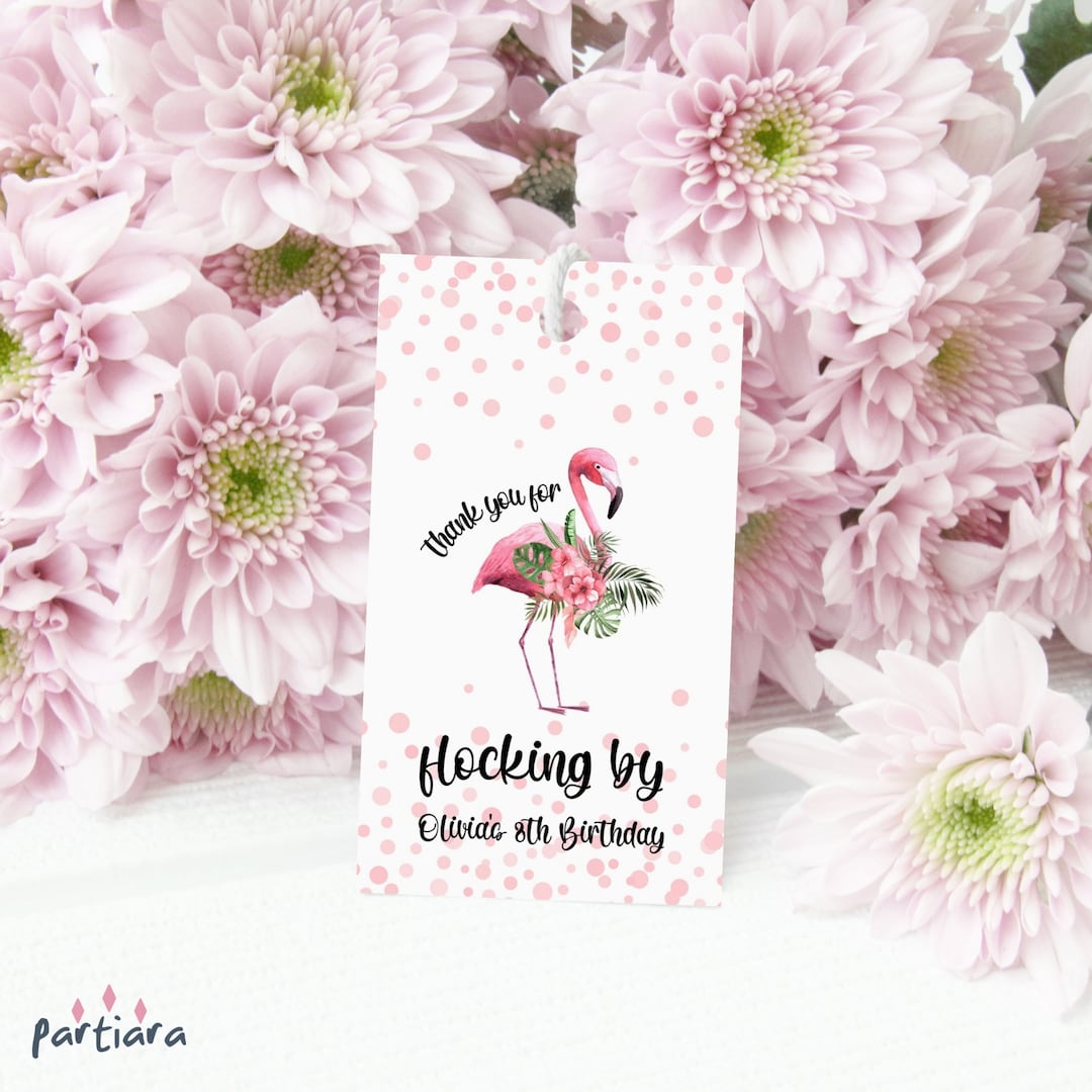 Editable Flamingo Tag Birthday Favor Gifts Label Template Teen - Etsy