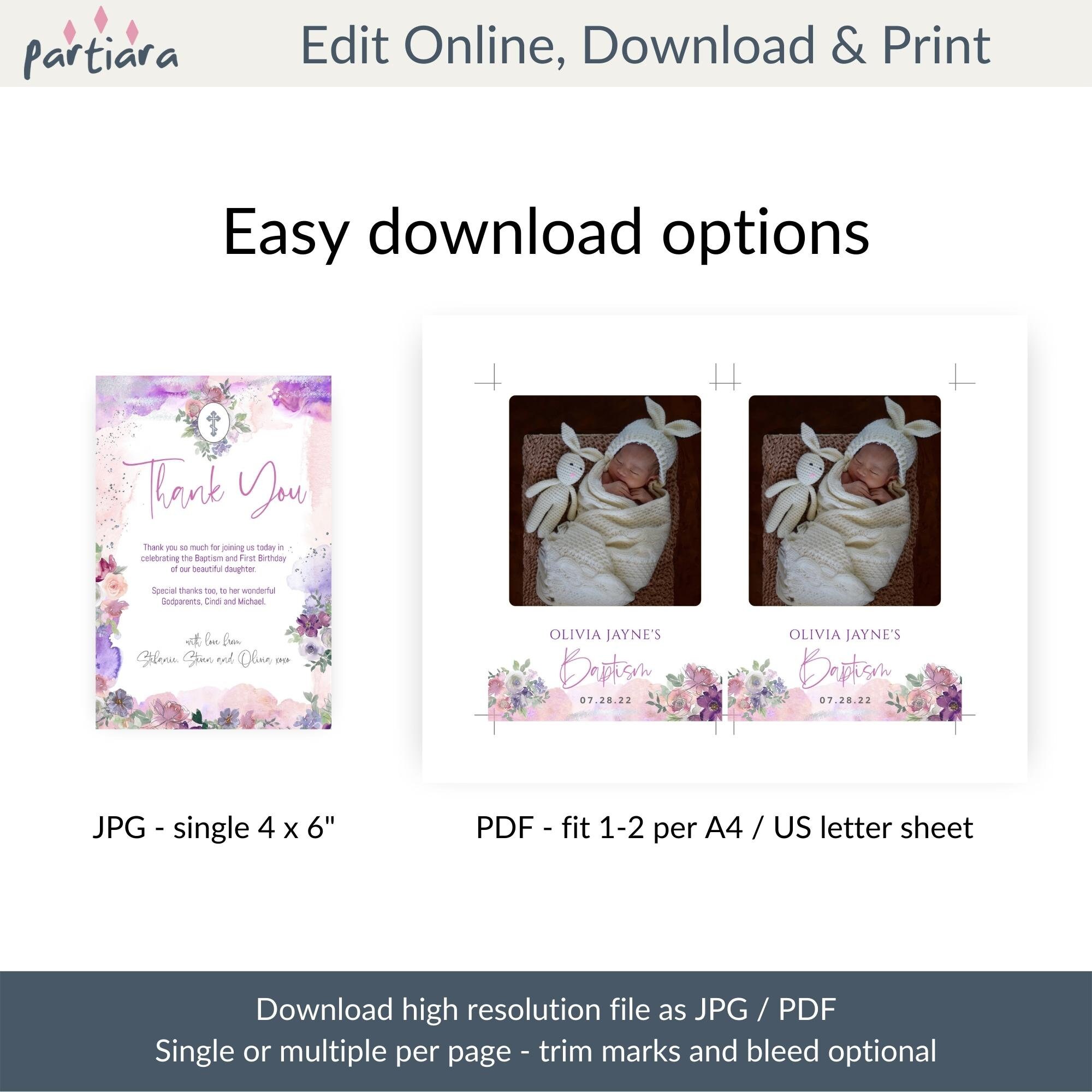 Orthodox Baptism Thank You Photo Card Editable Template Baby - Etsy