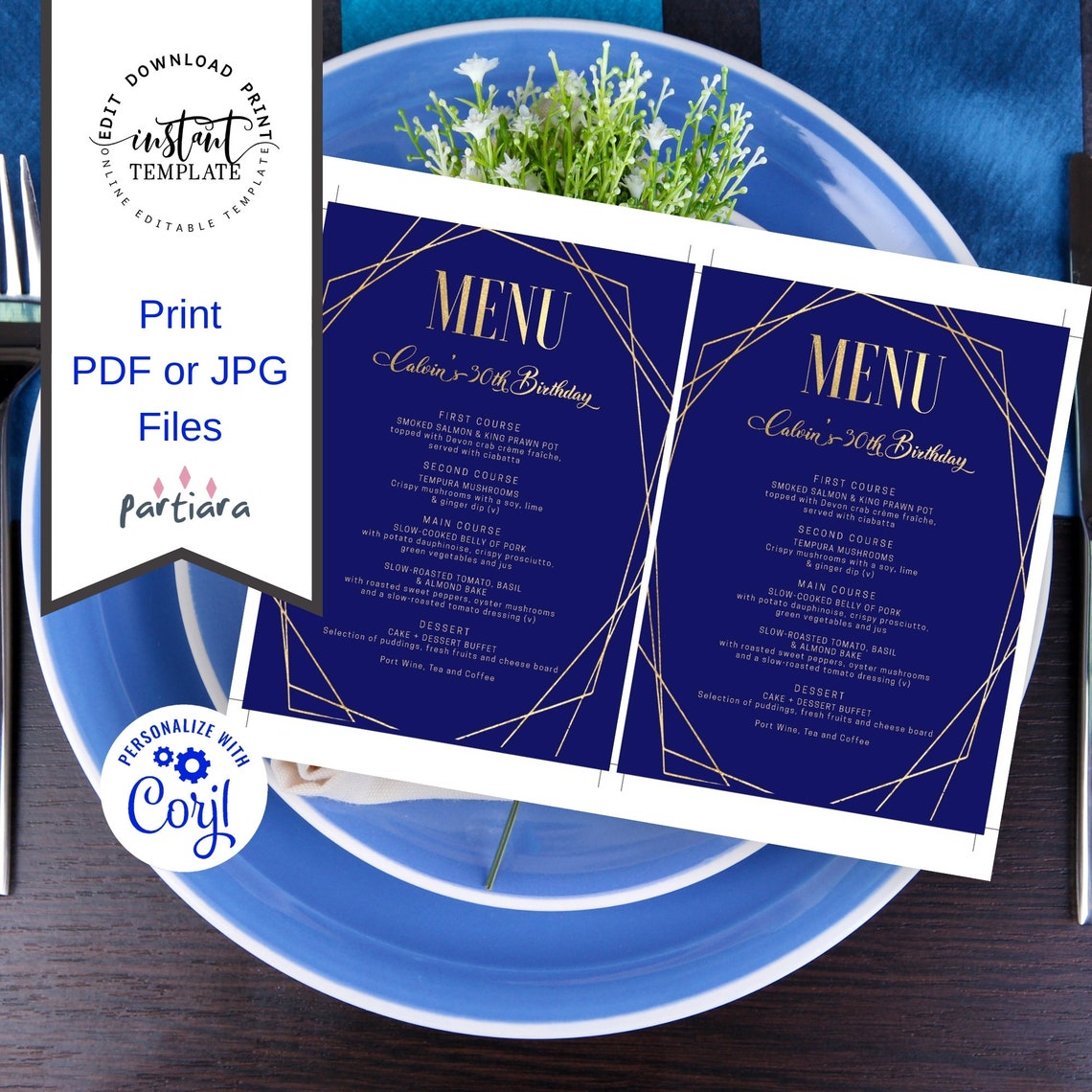 Editable Menu Card Template Birthday Party Menus Wedding | Etsy