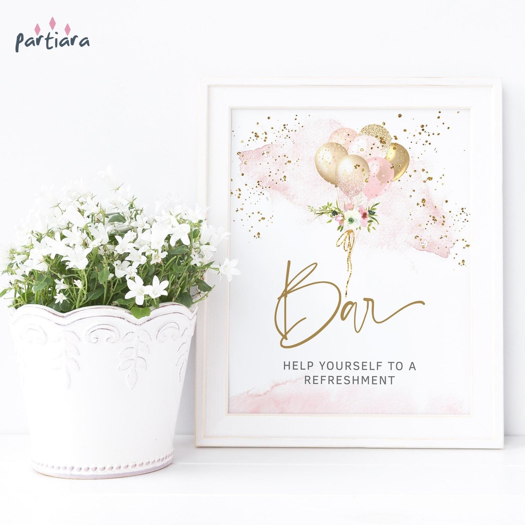 Editable Birthday Bar Table Sign Template Ladies Dinner Party - Etsy