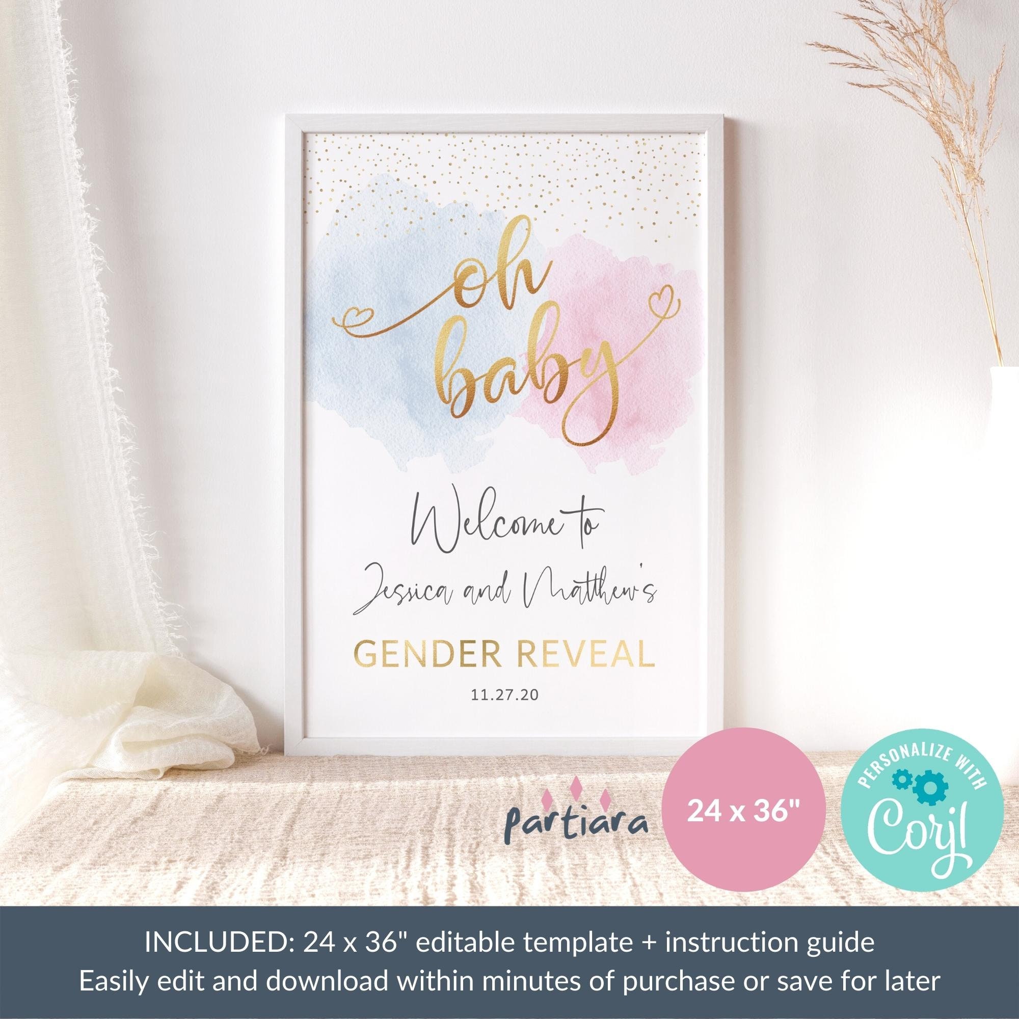 Gender Reveal Welcome Sign Printable Baby Reveal Party Welcome | Etsy UK