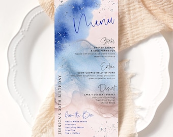 Royal Blue Menu | Etsy