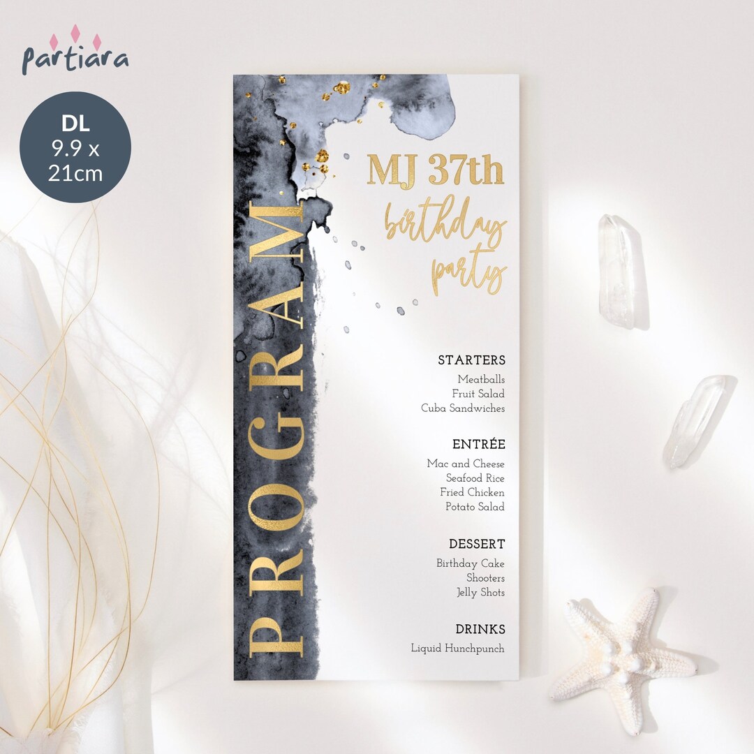 Editable Program Card, Birthday Dinner Programs, Mens Retirement Party ...